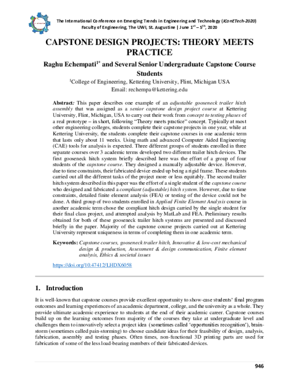 (PDF) Capstone Design Projects: Theory Meets Practice