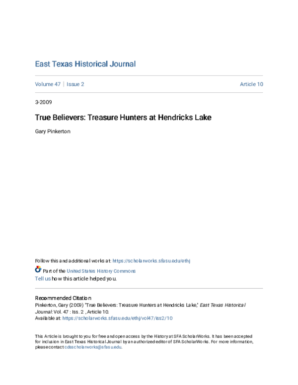 (PDF) True Believers: Treasure Hunters at Hendricks Lake