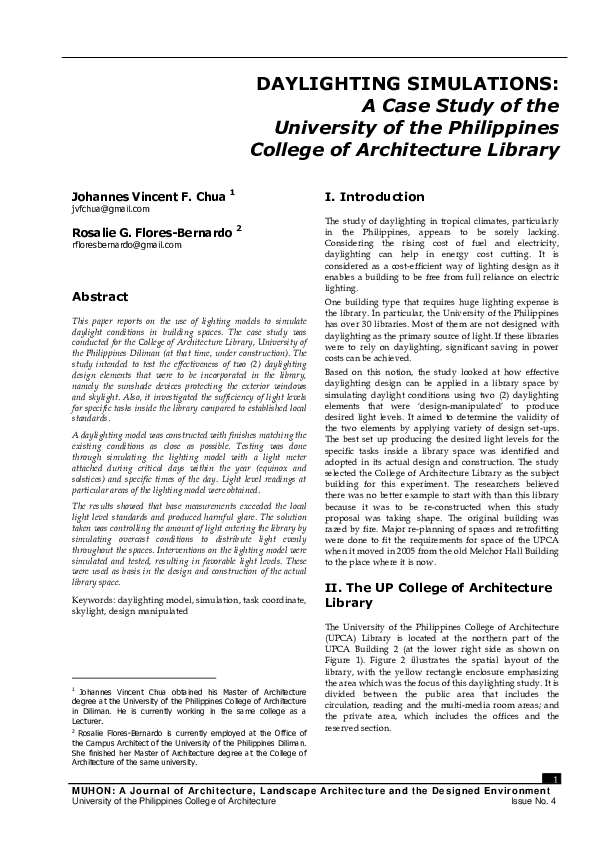 (PDF) Daylighting Simulations: A Case Study of the University of the Philippines College of ...