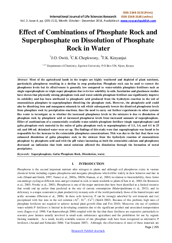 (PDF) Effect of Combinations of Phosphate Rock and Superphosphate on ...