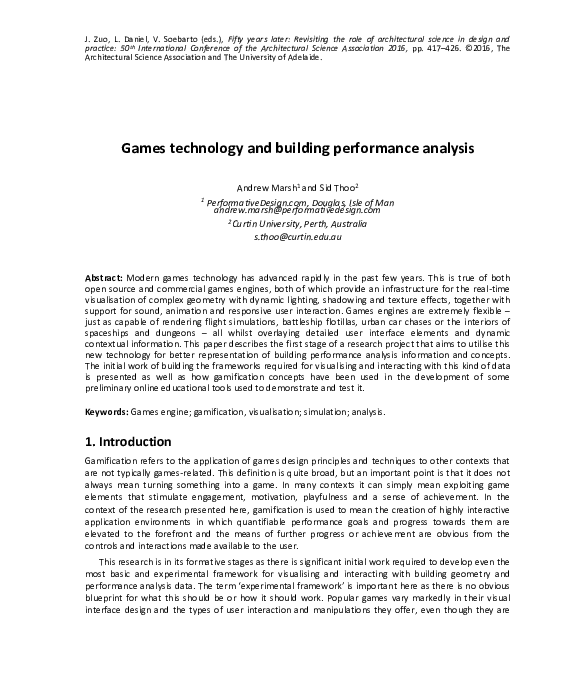 (PDF) Games technology and building performance analysis
