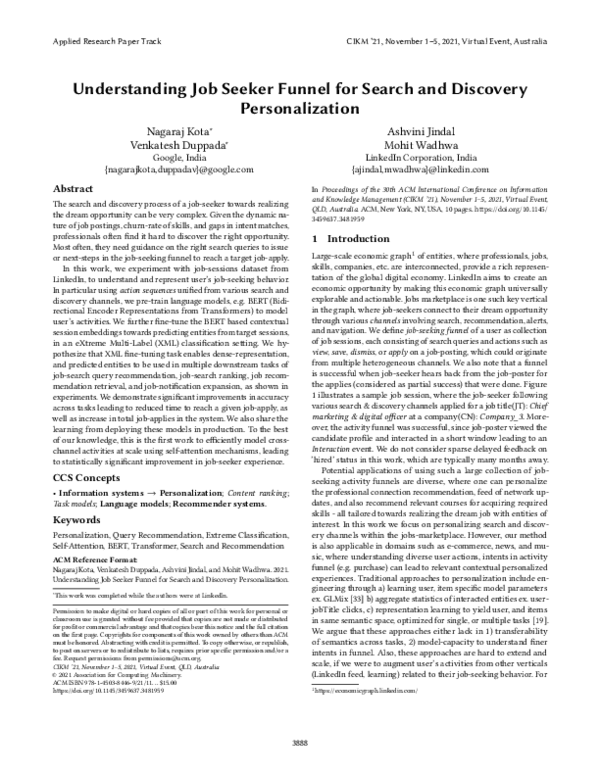 (PDF) Understanding Job Seeker Funnel for Search and Discovery ...