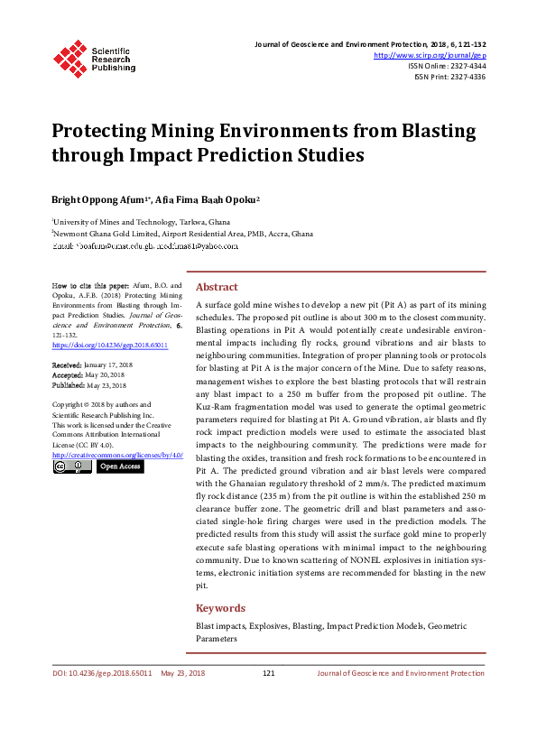 (PDF) Protecting Mining Environments from Blasting through Impact ...