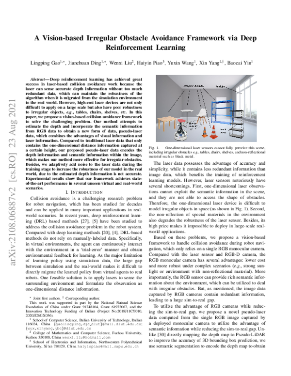 (PDF) A Vision-based Irregular Obstacle Avoidance Framework via Deep Reinforcement Learning