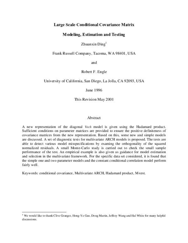Pdf Large Scale Conditional Covariance Matrix Modeling Estimation