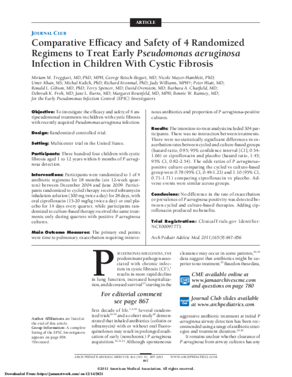 (PDF) Comparative Efficacy and Safety of 4 Randomized Regimens to Treat ...