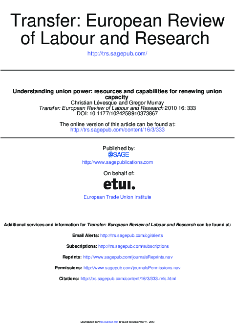 (PDF) capacity Understanding union power : resources and capabilities ...