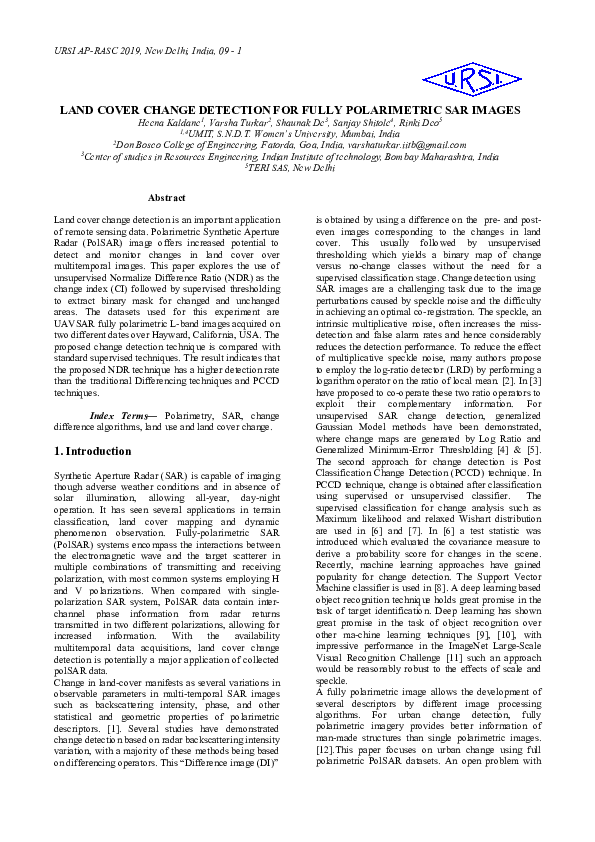 (PDF) Land Cover Change Detection for Fully Polarimetric SAR Images