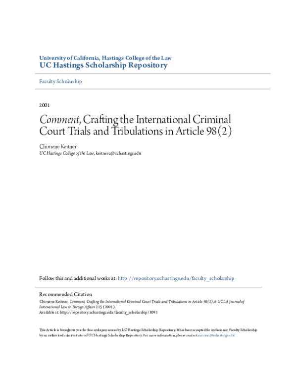 (PDF) Crafting the International Criminal Court: Trials and ...