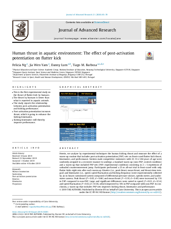 (PDF) Human thrust in aquatic environment: The effect of post ...