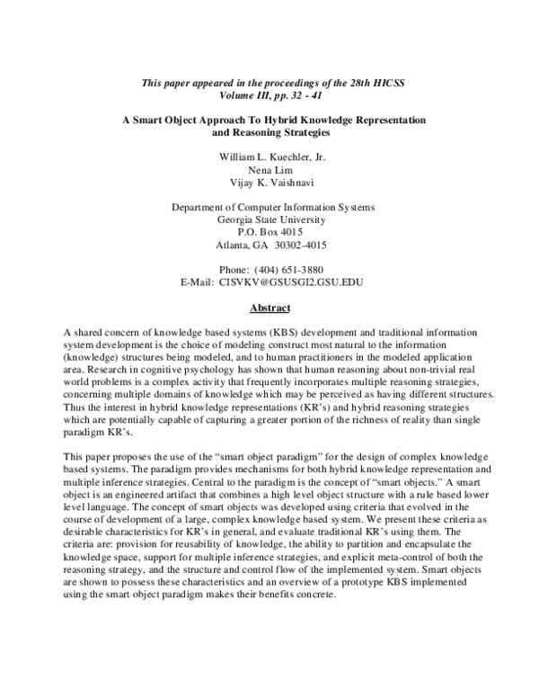 (PDF) A smart object approach to hybrid knowledge representation and reasoning strategies ...
