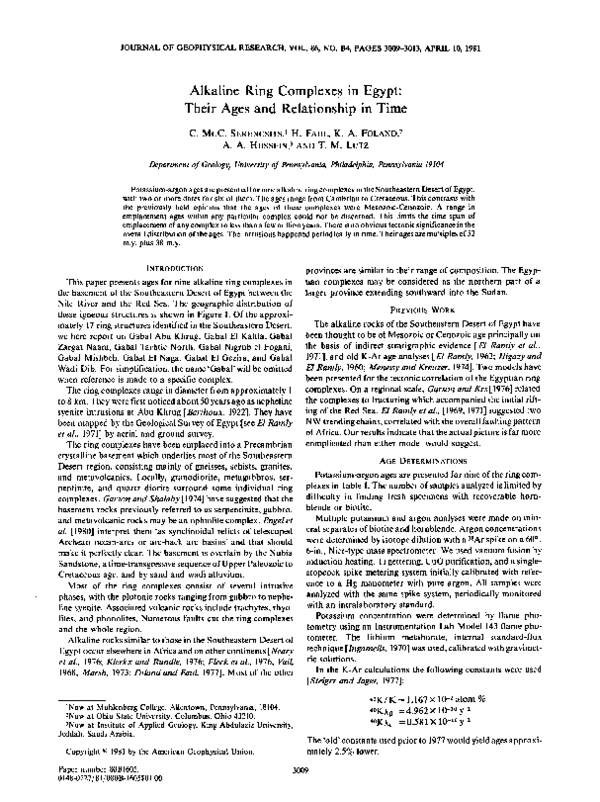 (PDF) Alkaline ring complexes in Egypt: Their ages and relationship in time