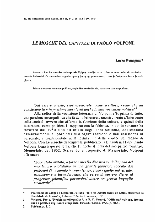 (PDF) Le mosche del capitale di Paolo Volponi