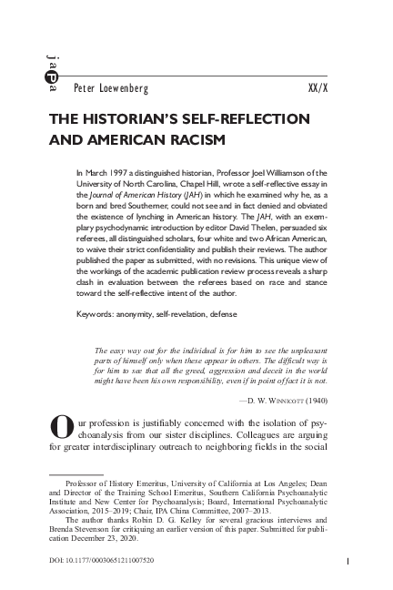(PDF) The Historian’s Self-Reflection and American Racism