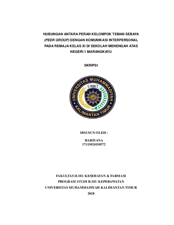(PDF) Hubungan antara Peran Kelompok Teman Sebaya (Peer Group) dengan Komunikasi Interpersonal ...
