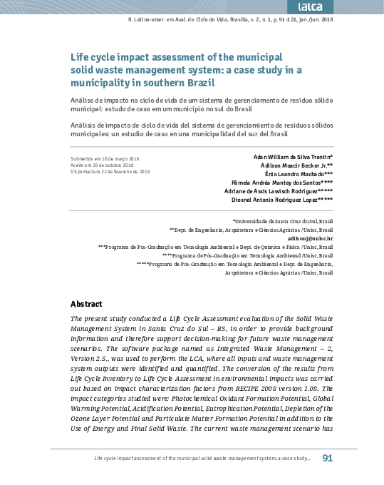 (PDF) Life cycle impact assessment of the municipal solid waste management system : a case study ...
