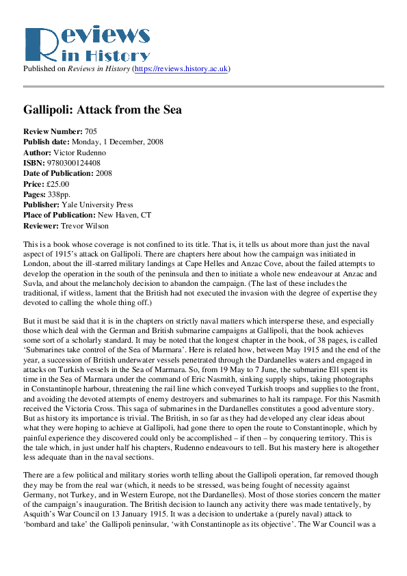 (PDF) Gallipoli: Attack from the Sea