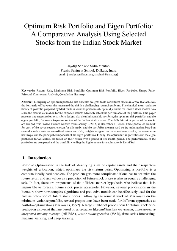 (PDF) Optimum Risk Portfolio and Eigen Portfolio: A Comparative ...