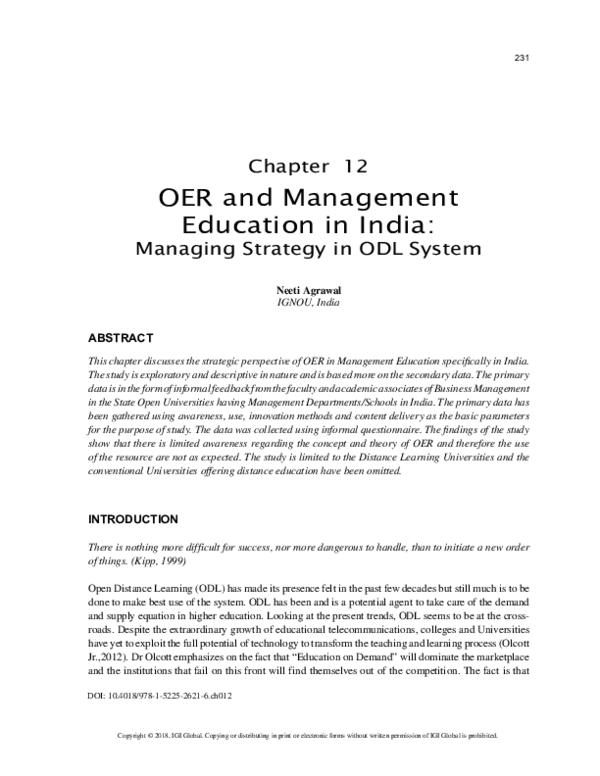 (PDF) OER and Management Education in India