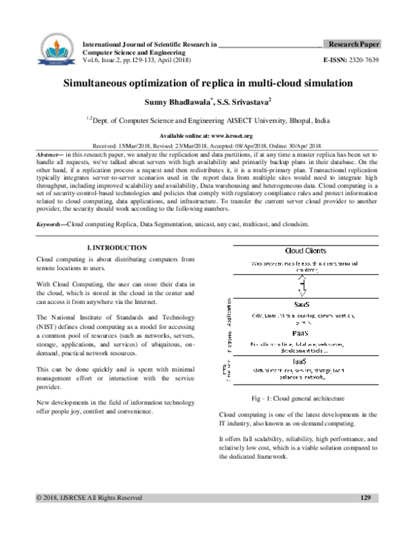 (PDF) Simultaneous optimization of replica in multi-cloud simulation