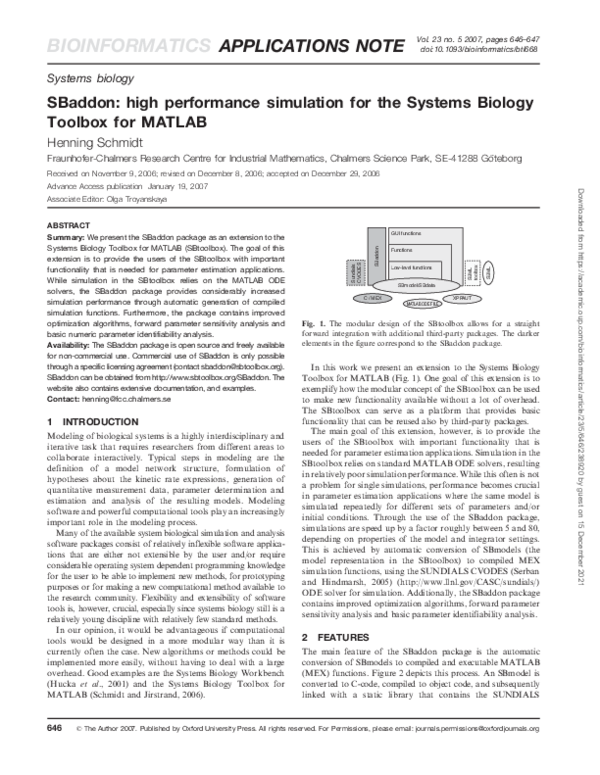 (PDF) SBaddon: high performance simulation for the Systems Biology ...