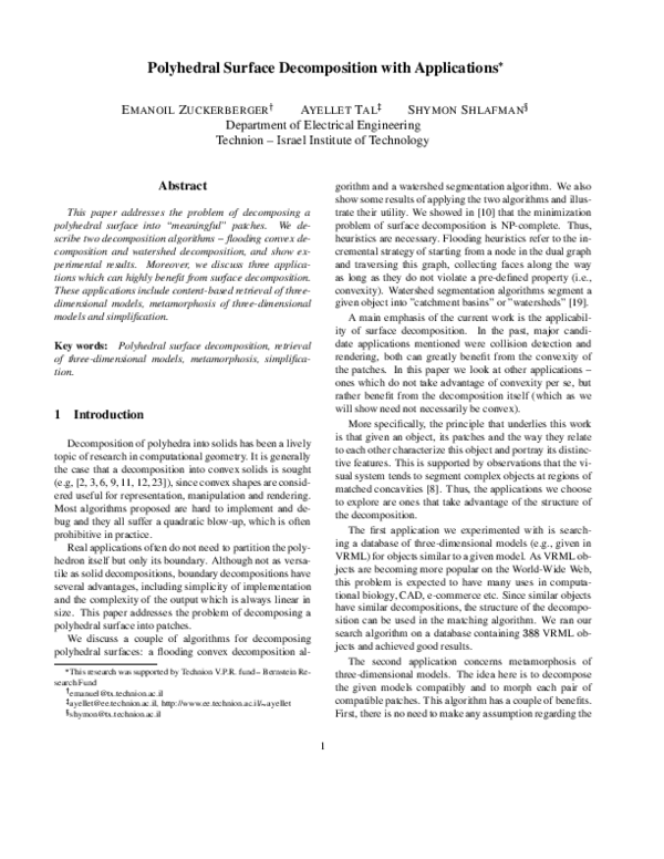 (PDF) Polyhedral surface decomposition with applications