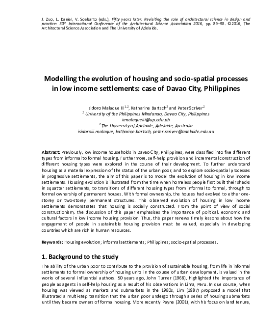 (PDF) Modelling the evolution of housing and socio-spatial processes in ...
