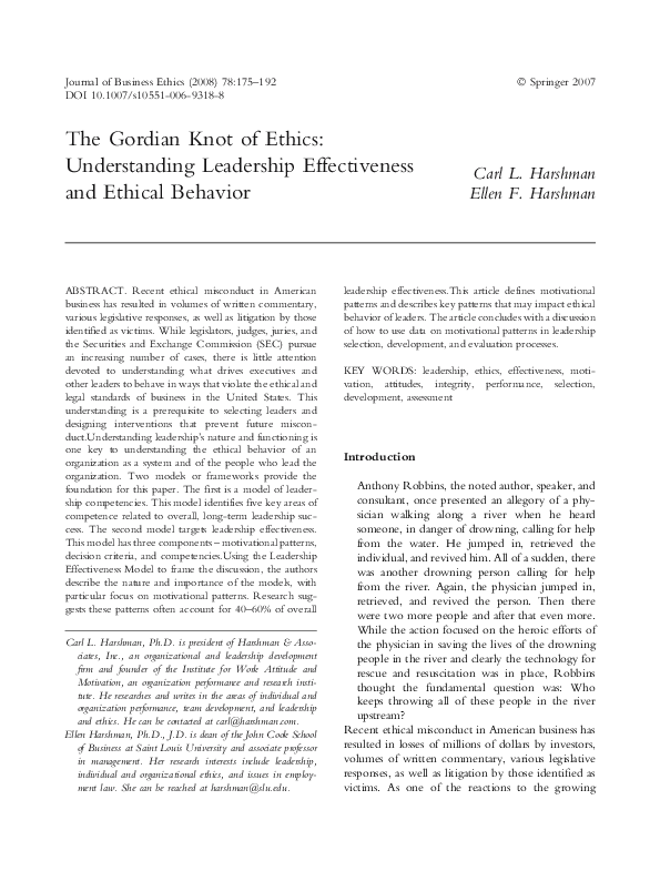 (PDF) The Gordian Knot of Ethics