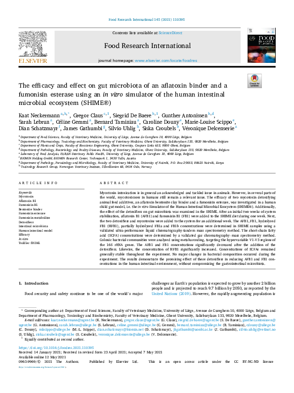 (PDF) The efficacy and effect on gut microbiota of an aflatoxin binder ...