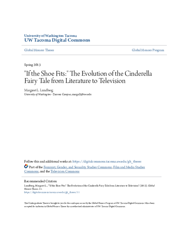 (PDF) If the Shoe Fits:" The Evolution of the Cinderella Fairy Tale ...