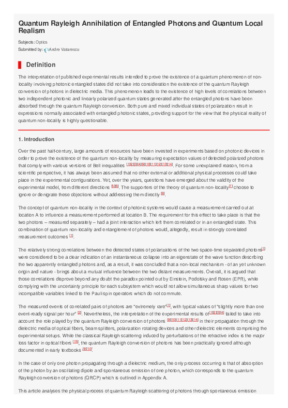 (PDF) Quantum Rayleigh Annihilation of Entangled Photons and Quantum ...