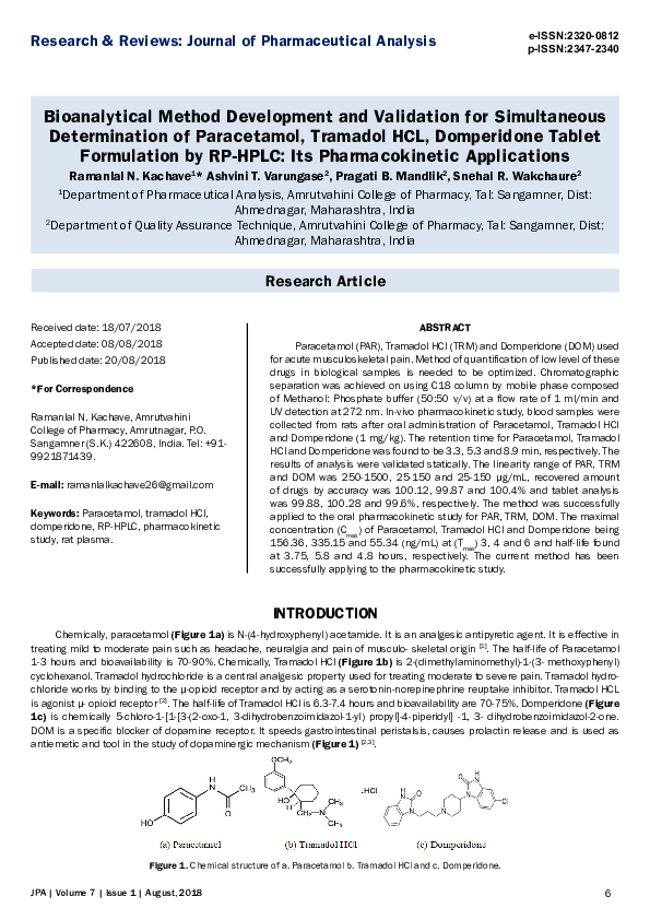(PDF) Bioanalytical Method Development and Validation for Simultaneous Determination of ...