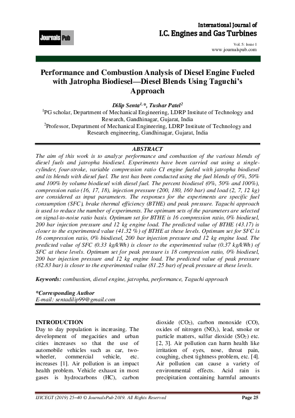 (PDF) Performance and Combustion Analysis of Diesel Engine Fueled with ...