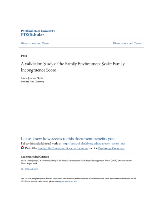 (PDF) A Validation Study of the Family Environment Scale: Family ...