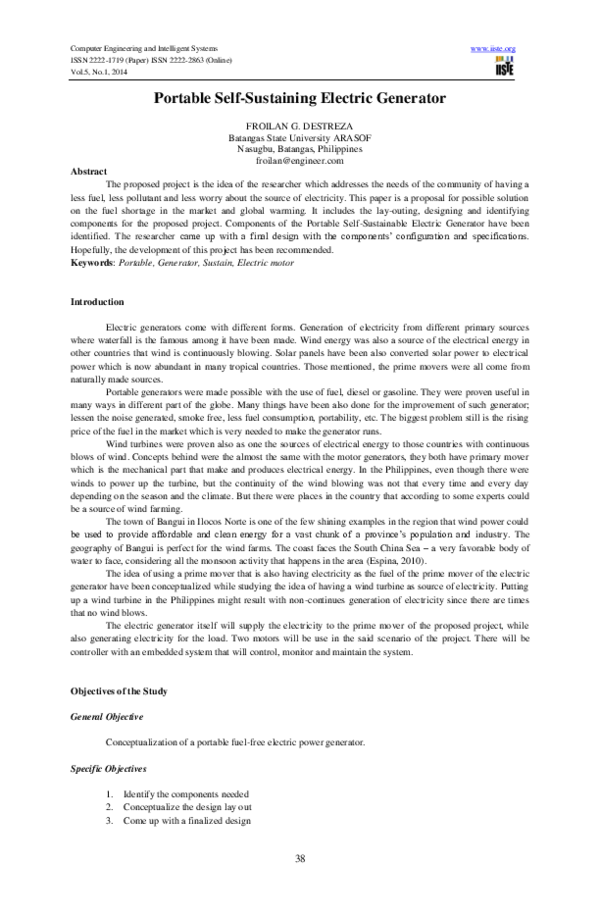 (PDF) Portable Self-Sustaining Electric Generator