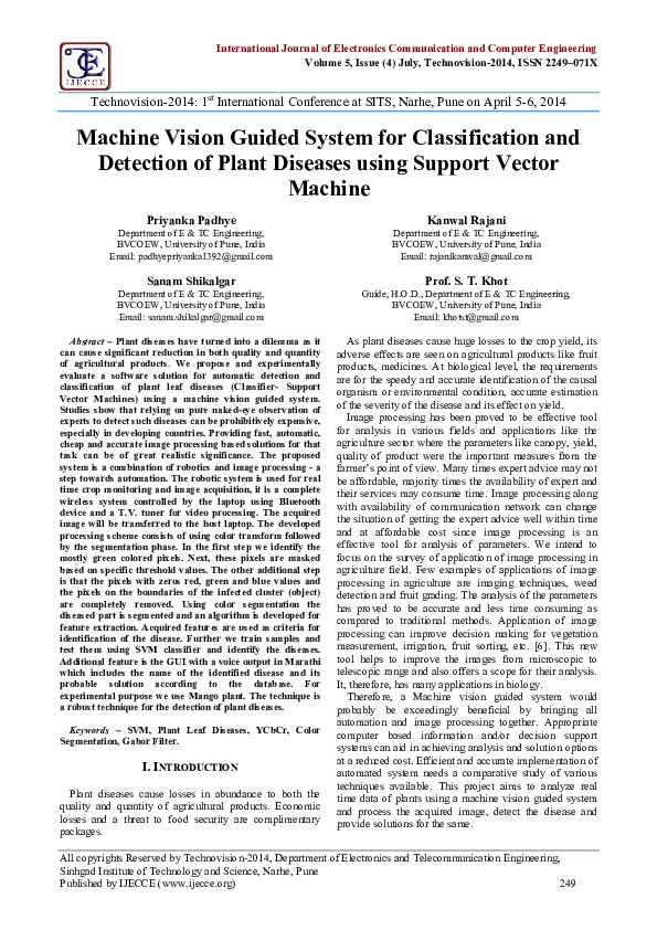 (PDF) Machine Vision Guided System for Classification and Detection of ...