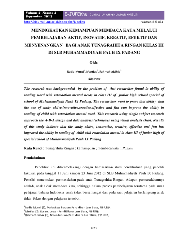 (PDF) Meningkatkan Kemampuan Membaca Kata Melalui Pembelajaran Aktif ...