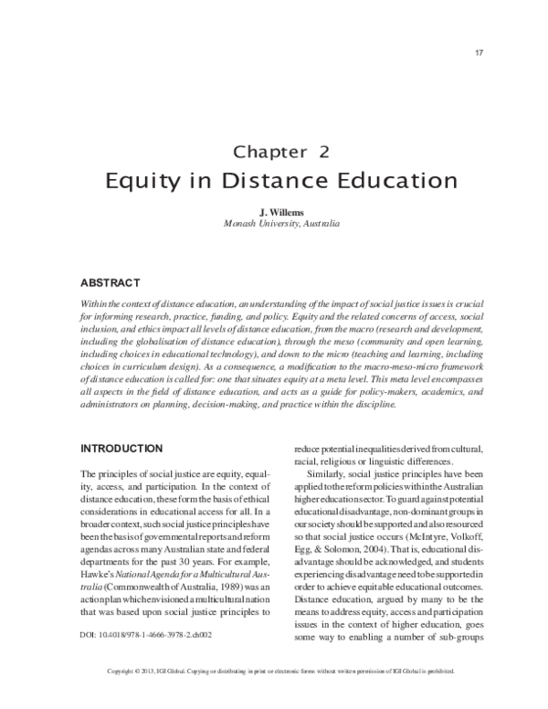 (PDF) Equity in Distance Education