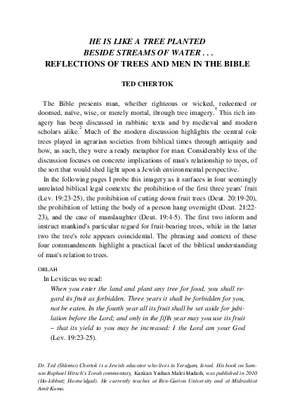 (PDF) He Is like a Tree Planted beside Streams of Water ... Reflections ...