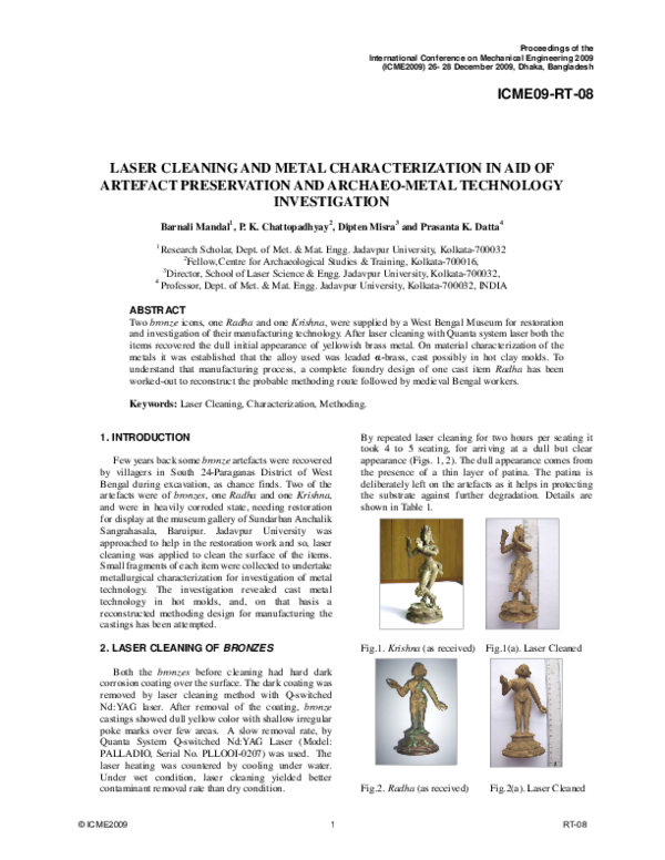 (PDF) Laser Cleaning and Metal Characterization in Aid of Artefact ...