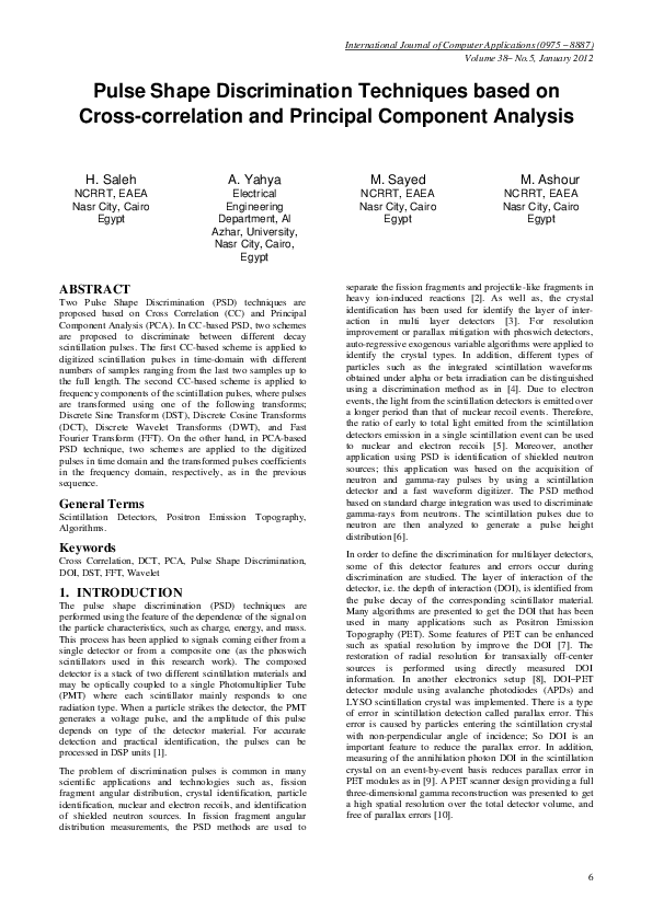 (PDF) Pulse Shape Discrimination Techniques Based on Cross-Correlation and Principal Component ...