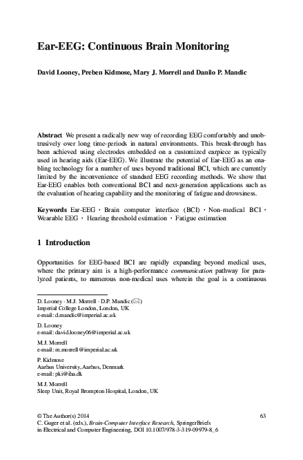 (PDF) Ear-EEG: Continuous Brain Monitoring