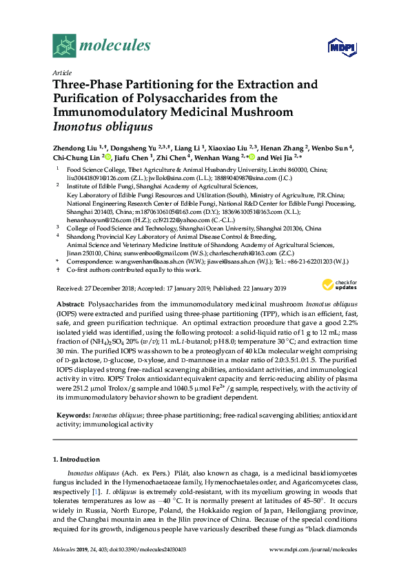 (PDF) Three-Phase Partitioning for the Extraction and Purification of ...