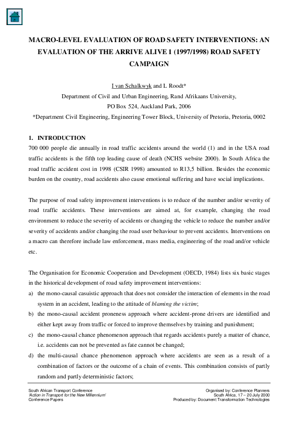 (PDF) Macro-level evaluation of road safety interventions : an ...