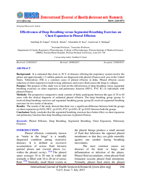 (PDF) Effectiveness of Deep Breathing versus Segmental Breathing ...