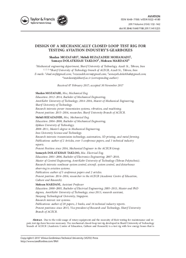 (PDF) Design of a mechanically closed-loop test rig for testing ...