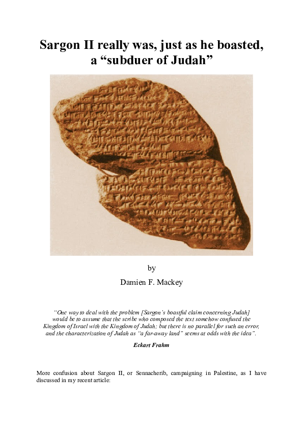 (DOC) Sargon II really was, just as he boasted, a "subduer of Judah"