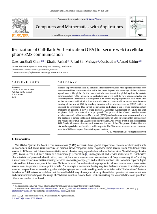 (PDF) Realization of Call-Back Authentication (CBA) for Secure Web to ...