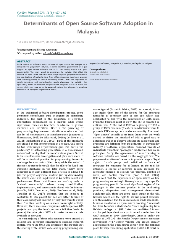 (PDF) Determinants of Open Source Software Adoption in Malaysia