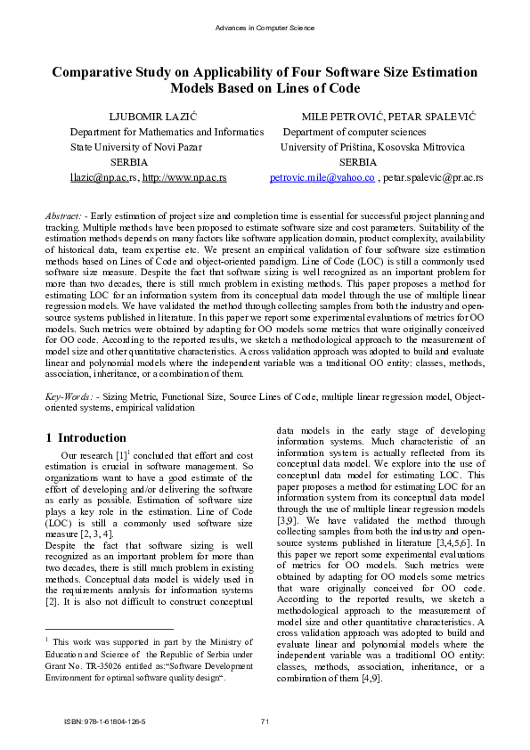 (PDF) Comparative Study on Applicability of Four Software Size ...